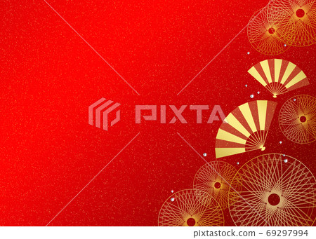 Red ring fan gold powder background - Stock Illustration [69297994] - PIXTA