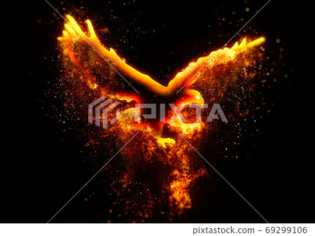 Abstract firebird flaunting the darkness - Stock Illustration [69299106 ...