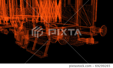 3d rendering - wire frame model of Train... - Stock Illustration ...