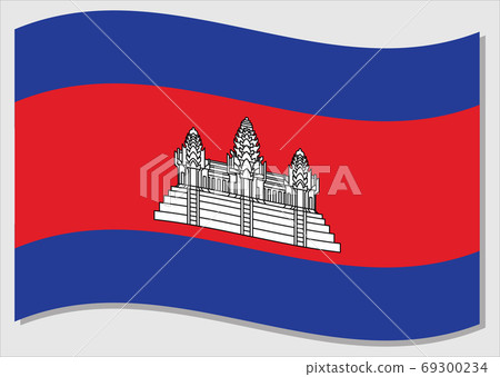 Waving flag of Cambodia vector graphic. Waving... - Stock Illustration [69300234] - PIXTA