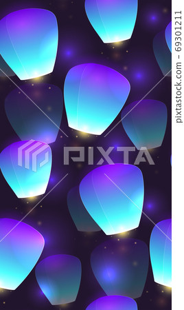 Seamless festive texture sky lanterns and sparks. - Stock Illustration ...