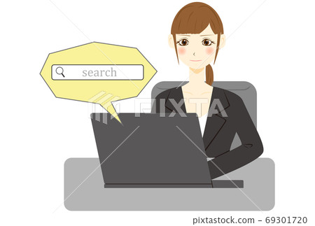 PC female office worker search - Stock Illustration [69301720] - PIXTA