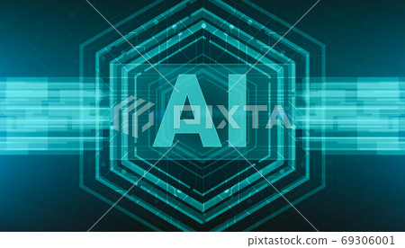 Artificial Intelligence Abstract Logo In Blue... - Stock Illustration ...