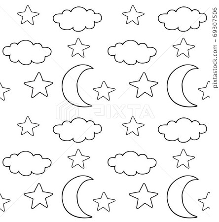 Vector seamless pattern of clouds stars and moon - Stock Illustration ...