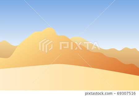 Vector colored landscape with sand and mountains - Stock Illustration ...