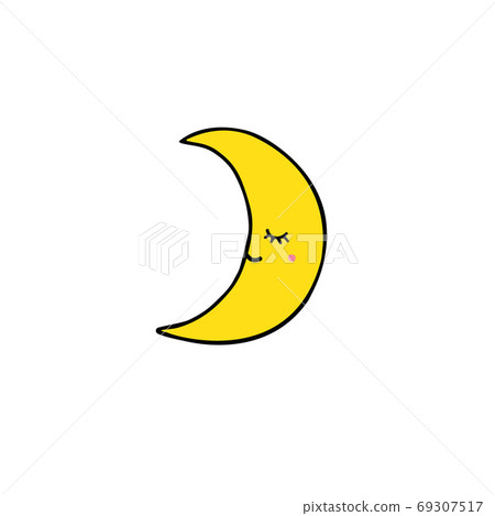 Vector doodle sketch yellow moon with face - Stock Illustration ...