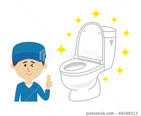Illustration image of toilet and worker - Stock Illustration [69309313 ...