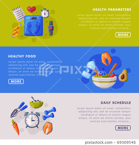 Health Parameters, Daily Schedule Landing Page... - Stock Illustration ...