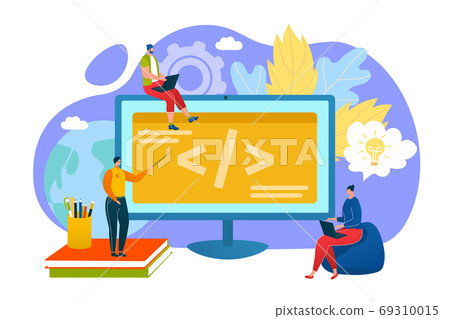 Programming education concept, programmers... - Stock Illustration ...