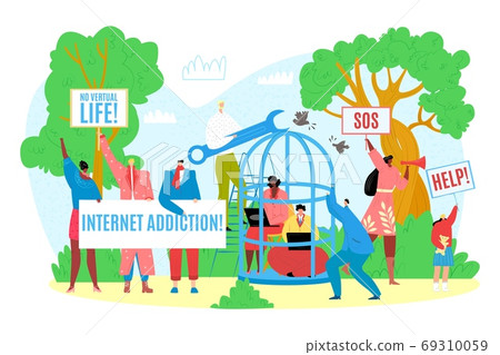 Internet addiction concept vector illustration... - Stock Illustration ...