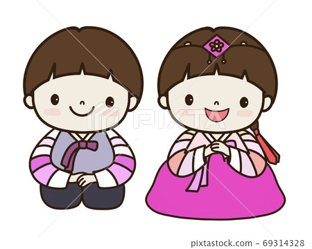 Children Hanbok Hanbok Children's Characters... - Stock Illustration ...