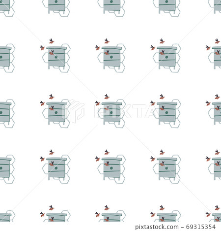 Isolated little beehives seamless pattern. Blue... - Stock Illustration ...