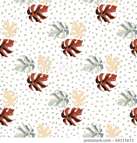 Simple monstera silhouettes seamless doodle... - Stock Illustration ...