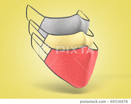 reusable multicolor masks 3d render image on... - Stock Illustration ...