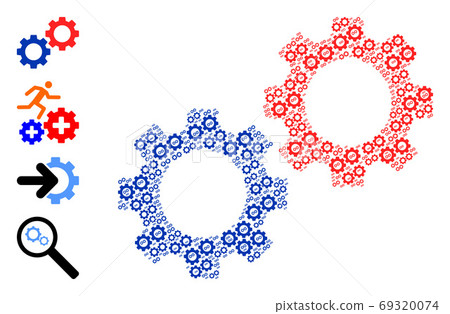 Gears Recursive Composition of Self Icons - Stock Illustration ...