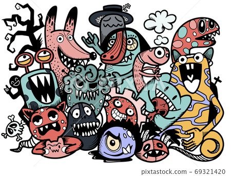 Cute hand drawn Halloween doodles, vector... - Stock Illustration ...