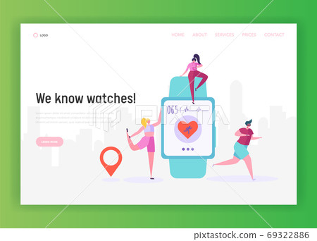 Smartwatch is a Wearable Computer Landing Page - Stock Illustration ...