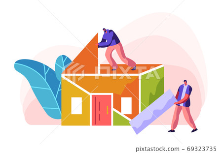 Human Builder Construction Color Home - Stock Illustration [69323735 ...