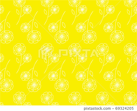 Line art flower yellow pattern - Stock Illustration [69324205] - PIXTA