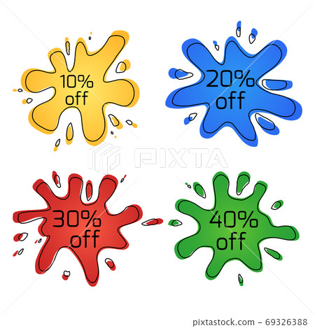 Set of color blots with discounts. - Stock Illustration [69326388] - PIXTA