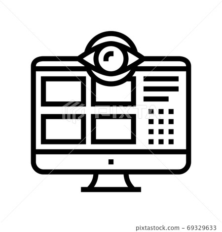 security computer application line icon vector... - Stock Illustration ...