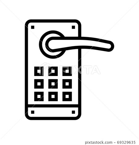 door lock with password line icon vector... - Stock Illustration ...
