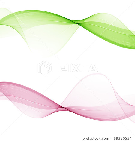 Set of waves, horizontal smooth waves pink and... - Stock Illustration ...