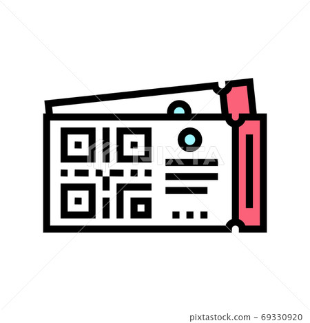 qr code on cinema ticket color icon vector... - Stock Illustration ...