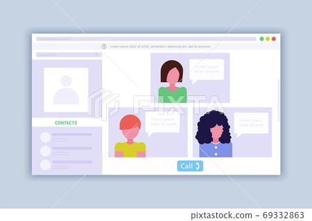 Chat Application web page design template,... - Stock Illustration ...