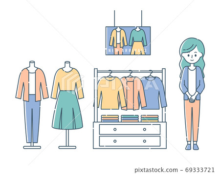Female staff serving customers at an apparel shop - Stock Illustration ...