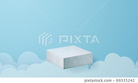Surrealism--a cube floating in the sky - Stock Illustration [69335242 ...