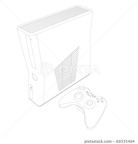 Contour of a game console with a remote control... - Stock Illustration ...