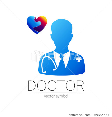 Doctor cardiologist and heart vector logotype... - Stock Illustration ...