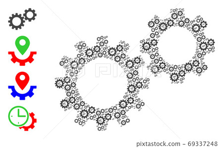 Gearwheels Recursive Composition of Self Icons - Stock Illustration ...