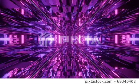 Illuminated Advanced Neon Passage 4k uhd 3d...-插圖素材 [69340408] - PIXTA圖庫