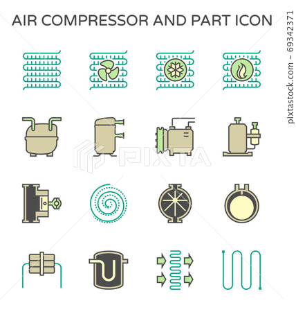 Air compressor and part vector icon set design,... - Stock Illustration ...