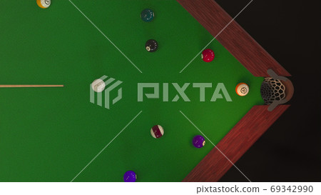 3d render Billiard ball hits the hole view from... - Stock Illustration ...