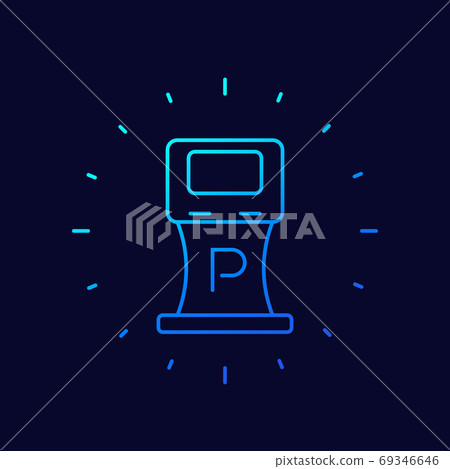 parking machine icon, thin line vector - Stock Illustration [69346646 ...