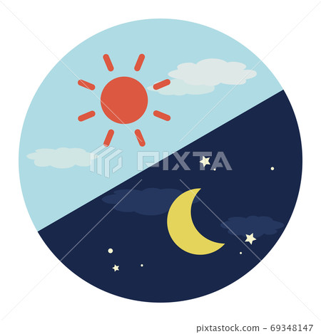 Simple morning and night image Round icon... - Stock Illustration ...