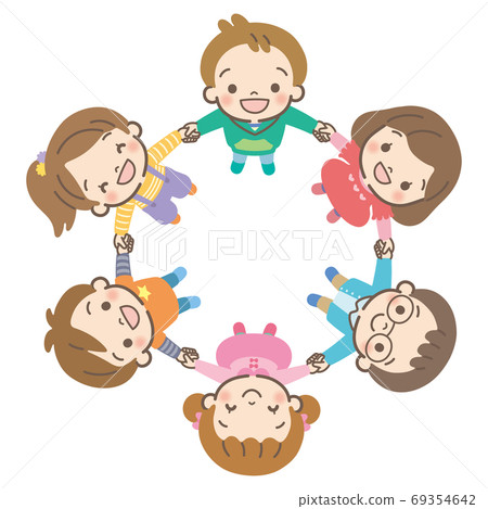 Children holding hands in a circle - Stock Illustration [69354642] - PIXTA