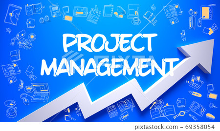 Project Management Drawn on Blue Surface. - Stock Illustration ...