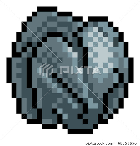 Rock Stone Boulder Pixel Art Eight Bit Game Icon - Stock Illustration ...