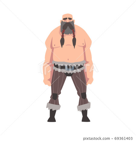 Strong Muscular Viking, Male Warrior Character... - Stock Illustration ...