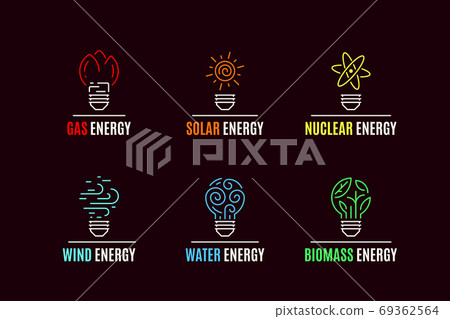 Set of energy sources logo templates, flat... - Stock Illustration ...