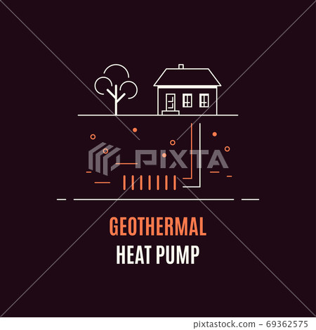 Geothermal energy logo template, flat style... - Stock Illustration ...