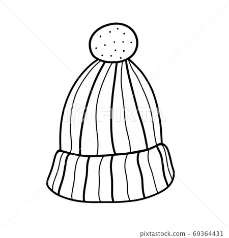 Cute knitted hat. Hand-drawn vector... - Stock Illustration [69364431 ...