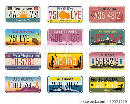 Car number plates vector - Stock Illustration [69371959] - PIXTA
