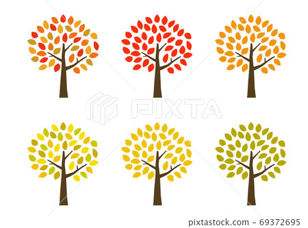 Autumn leaves tree icon set - Stock Illustration [69372695] - PIXTA
