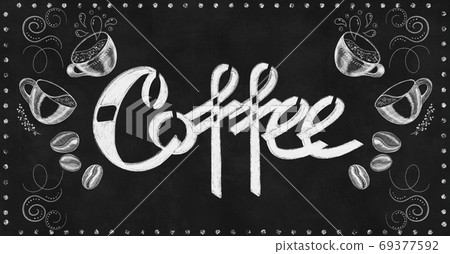 Lettering coffee on chalk board illustration - Stock Illustration ...