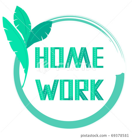 Home work text with leaves on white isolated... - Stock Illustration ...